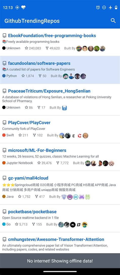 GitHub Raystatic GithubTrendingOfflineFirstApp