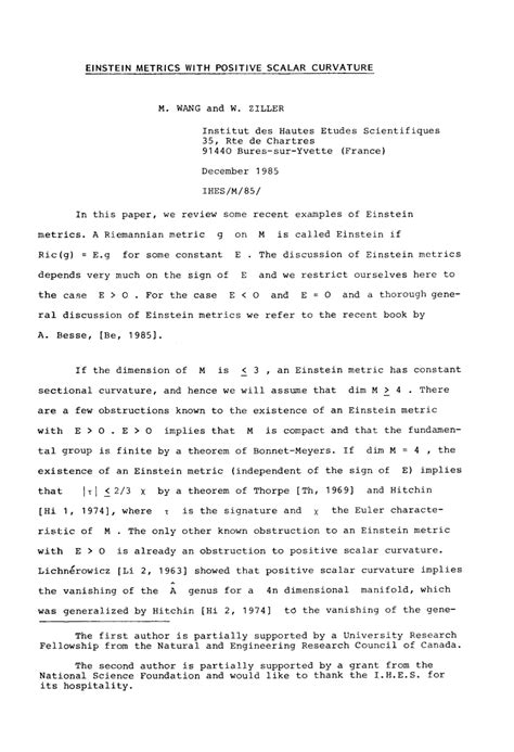 Pdf Einstein Metrics With Positive Scalar Curvature
