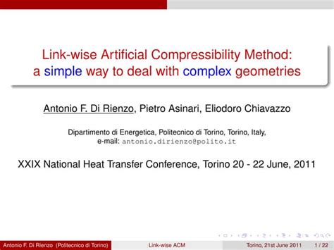 Link Wise Artificial Compressibility Method A Simple Way To Deal With Complex Geometries Ppt