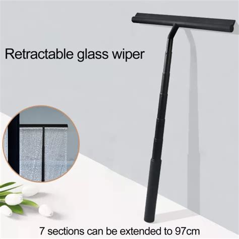 Matte Black Shower Wiper Retractable Extendable Squeegee Set With Anti