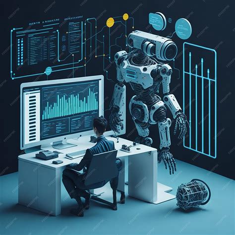 premium ai image automation data analytic with robot and digital