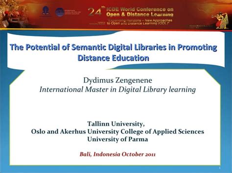 The Potential Of Semantic Digital Libraries In Promoting Distance Education Ppt