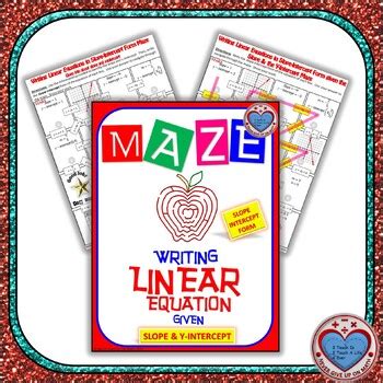 Maze Write Linear Equation From Slope And Y Intercept Slope Intercept Form
