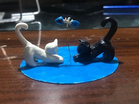 Как сделать котика в движении из пластилина Глиняное искусство Скульптуры животных Цветные