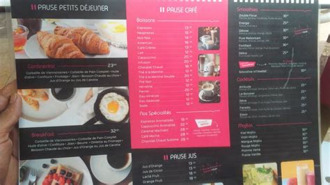 Menu Au Pause Café Agadir