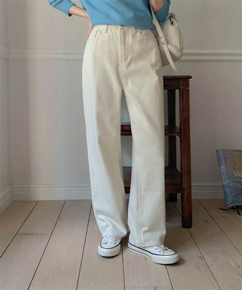 루엣 단독 ️고퀄리티코튼팬츠빅사이즈 Made 데이니 코튼 세미 와이드 면팬츠s~l