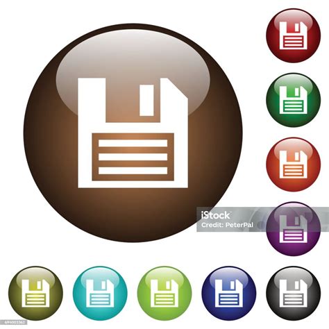 Floppy Disk Color Glass Buttons Stock Illustration Download Image Now