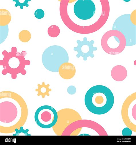 Geometric Shape Seamless Pattern In Trendy Risograph Print Style Vector Modern Background For