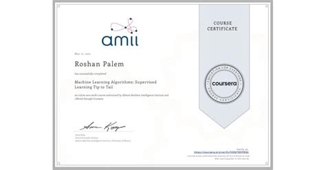 Roshan Palem On Linkedin Completion Certificate For Machine Learning