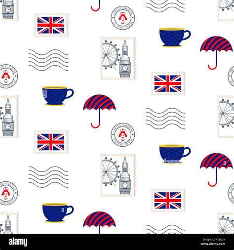 British Symbols Vector Seamless Pattern Stock Vector Image And Art Alamy