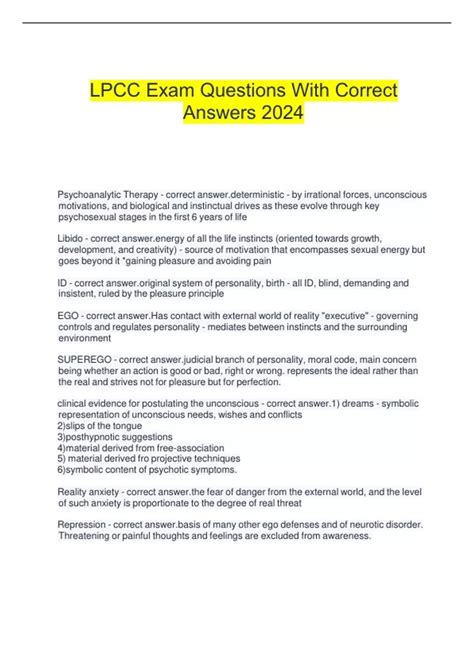 LPCC Exam Questions With Correct Answers LPCC Stuvia US