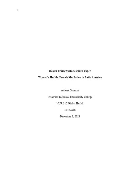 Health Framework Research Paper Pdf Nursing Female Genital Mutilation