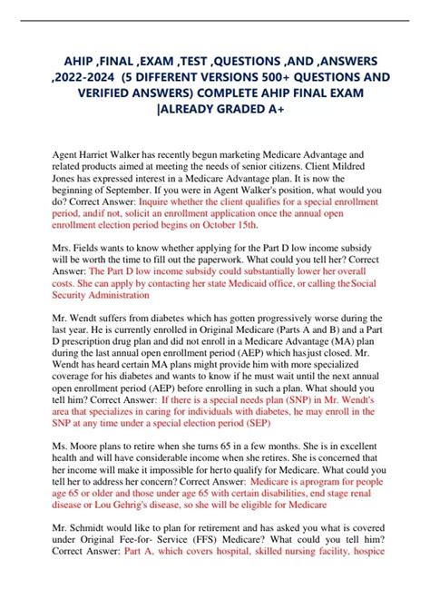 Ahip Final Exam Test Questions And Answers 5 Different Versions 500 Questions And