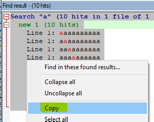 Right Click Copy In Find Result Window Can Source Redundant Data