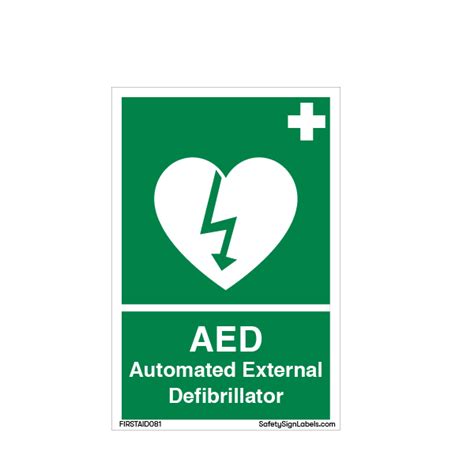 Aed Automated External Defibrillator Signfirstaid081 Safetysignlabels