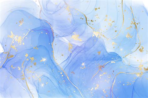 황금 얼룩이있는 보라색 시안 파란색 액체 수채화 배경 청록색 보라색 대리석 알코올 잉크 그리기 효과 웨딩 초대 메뉴 Rsvp에 대한 벡터 일러스트 디자인 템플릿 금 금속에