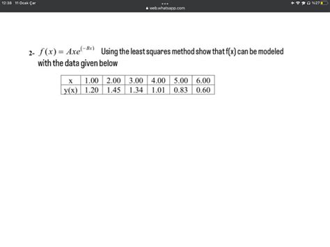 Solved 2 Fxaxe−bx Using The Least Squares Method Show
