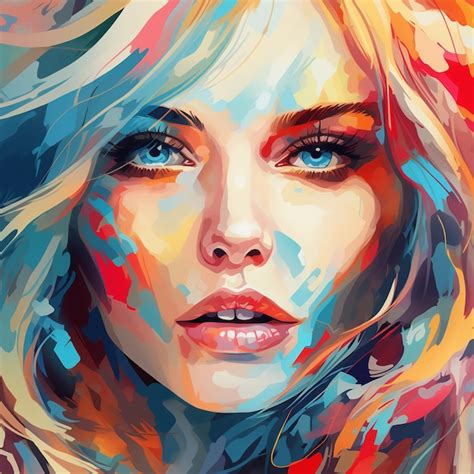 Premium Photo Beautiful Girl Portrait Abstract Colorful Illustration