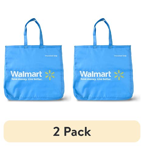 2 Pack Walmart Reusable Insulated Polyethylene Grocery Bag For Adults