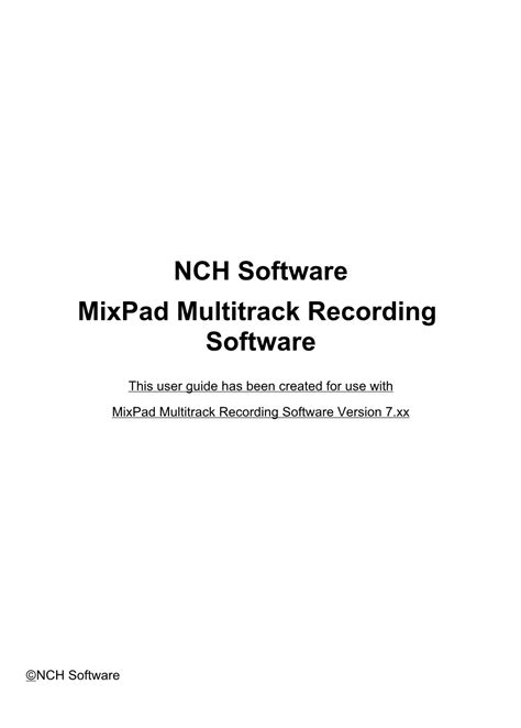Nch Software Mixpad Multitrack Recording Software Docslib