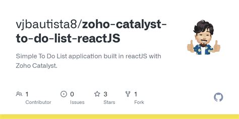 GitHub Vjbautista Zoho Catalyst To Do List ReactJS Simple To Do List Application Built In