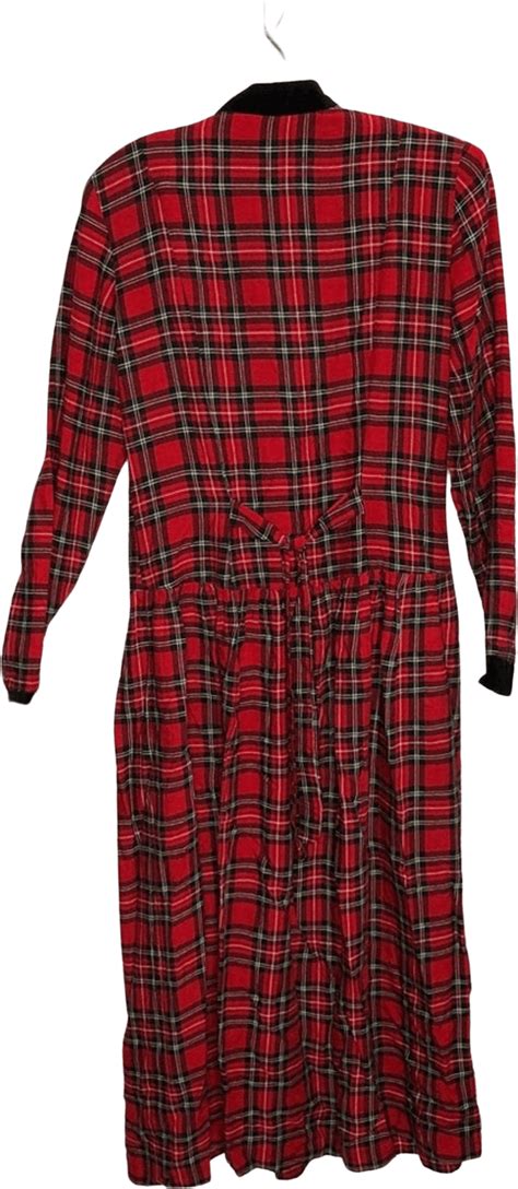 Vintage 90s Red Plaid Button Up Drop Waist Dress By Rj Stevens Shop Thrilling