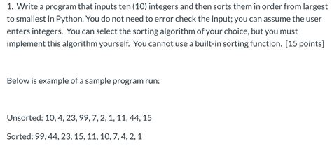 Solved Write A Program That Inputs Ten Integers And Chegg Com