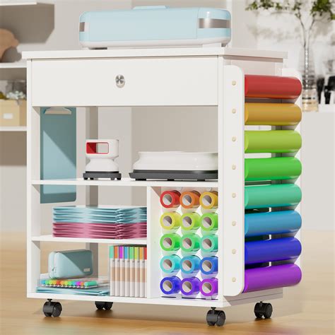 Ackitry Craft Table Craft Cart Cricut Machine Crafting Cabinet Table