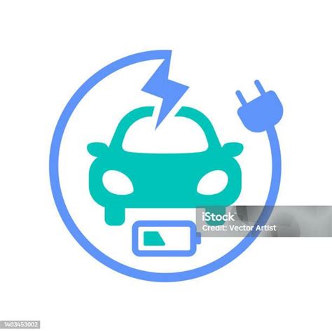 전기 자동차 배터리 충전 에너지 연료 보급 진행 중 아이콘 벡터 일러스트레이션 케이블 및 배터리 표시기 기호 그래픽 디자인을