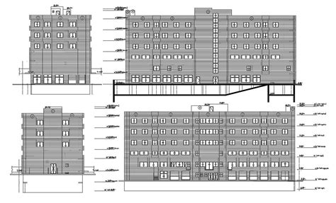 Dwg Drawing Simple Elevation Of Commercial Building Autocad File