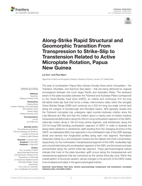 Pdf Along Strike Rapid Structural And Geomorphic Transition From