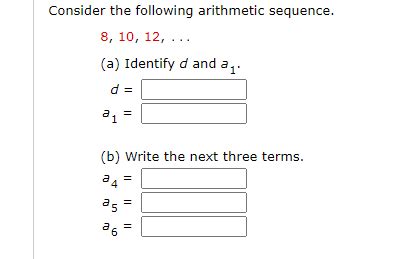 Solved Consider The Following Arithmetic Sequence Chegg Com
