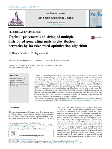 Pdf Optimal Placement And Sizing Of Multiple Distributed Generating Units In Distribution
