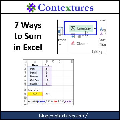 Ways To Sum In Excel Contextures Blog