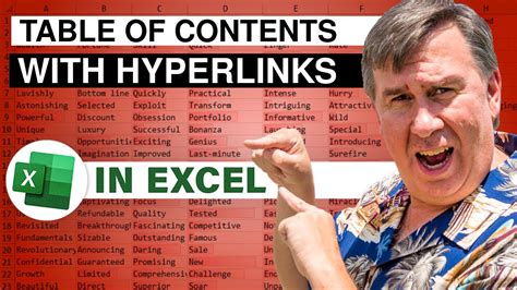 Excel Create A Table Of Contents With Hyperlinks To Each Worksheet Excel Episode 1389