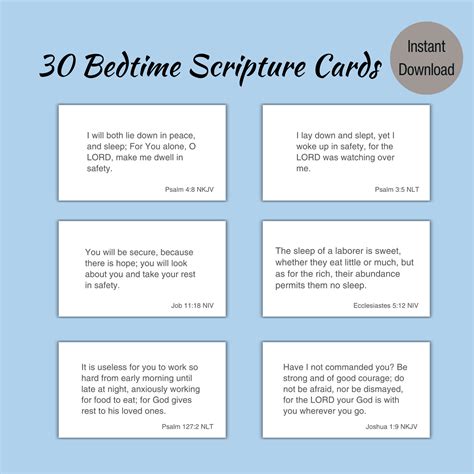30 Printable Bedtime Scripture Cards Minimalist Scripture Cards
