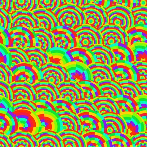 Vector Rainbow Colored Circles Seamless Pattern Stock Illustration