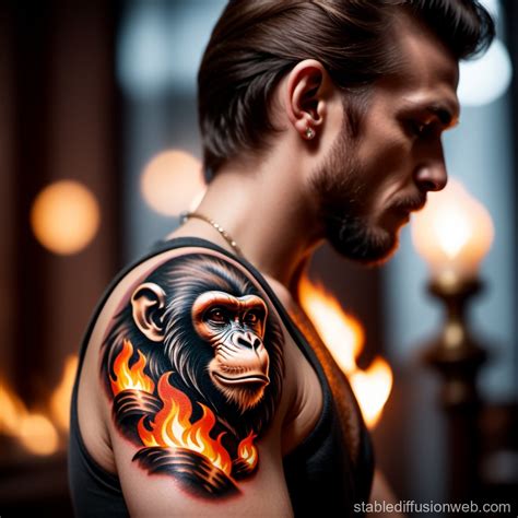Flaming Monkey Tattoo On Arm Stable Diffusion Online