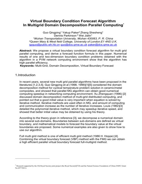 Virtual Boundary Condition Forecast Algorithm