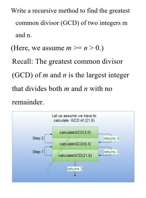 Solved Write A Recursive Method To Find The Greatest Common