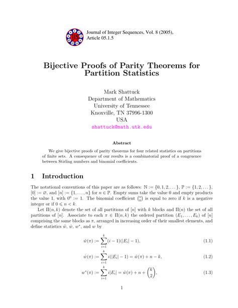 Pdf Bijective Proofs Of Parity Theorems For Partition Statistics