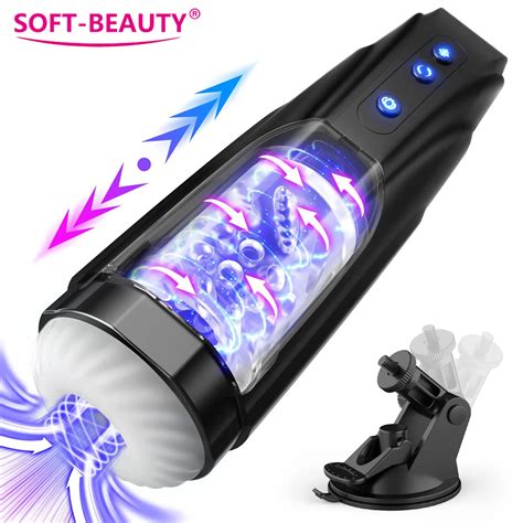 Masturbador Autom Tico Para Homens Rotate Telescopic Vibrating Real Pussy Blowjob Machine Sex
