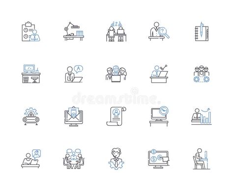 Workspace Territory Line Icons Collection Collaboration Productivity Innovation Efficiency