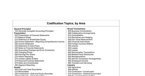 FASB Codification Topics And Sections Pdf DocDroid