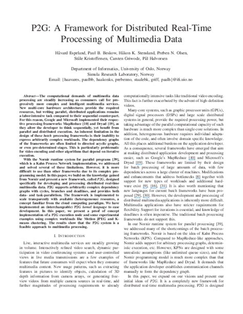 Pdf P2g A Framework For Distributed Real Time Processing Of