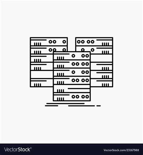 Center Centre Data Database Server Line Icon Vector Image