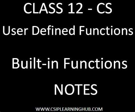 User Defined Functions In Python Class 12 Important Notes Cs Ip Learning Hub