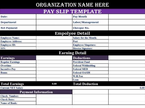 Payslip Template Excel Word Template Artofit