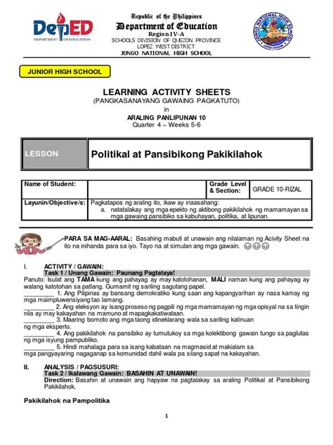Learning Activity Sheets Q4 W5 6 Pdf