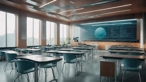 Futuristic And High Tech Classroom For Babes Premium AI Generated Image